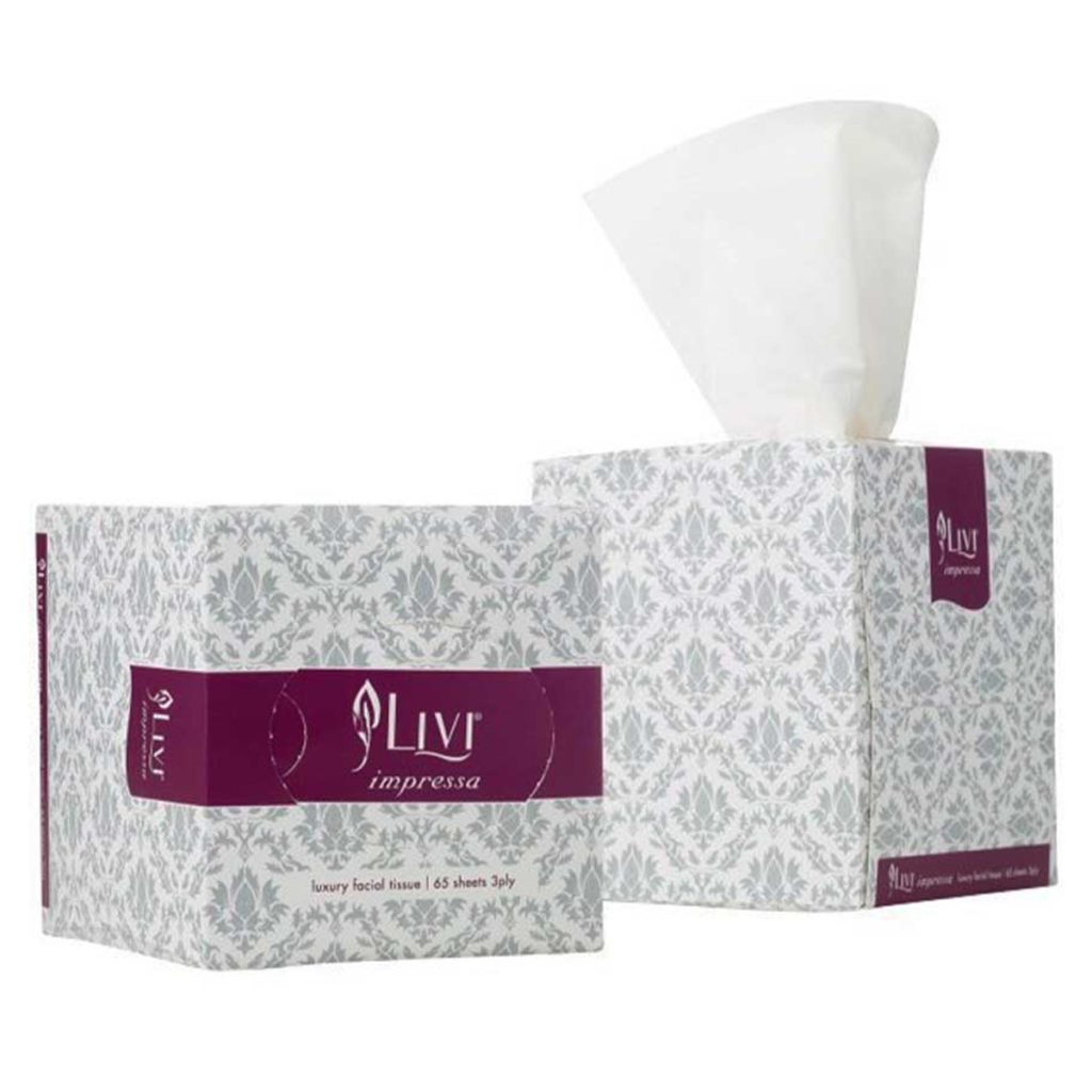 Livi Impressa Cube 3 Ply Facial Tissue 65 sheet x 24 - VJ Distributors